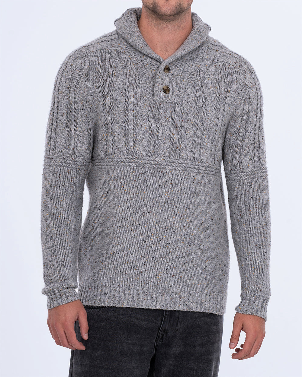 2t Connall Tall Mens Cable Knit Jumper (grey) | Tall Mens Clothing ...