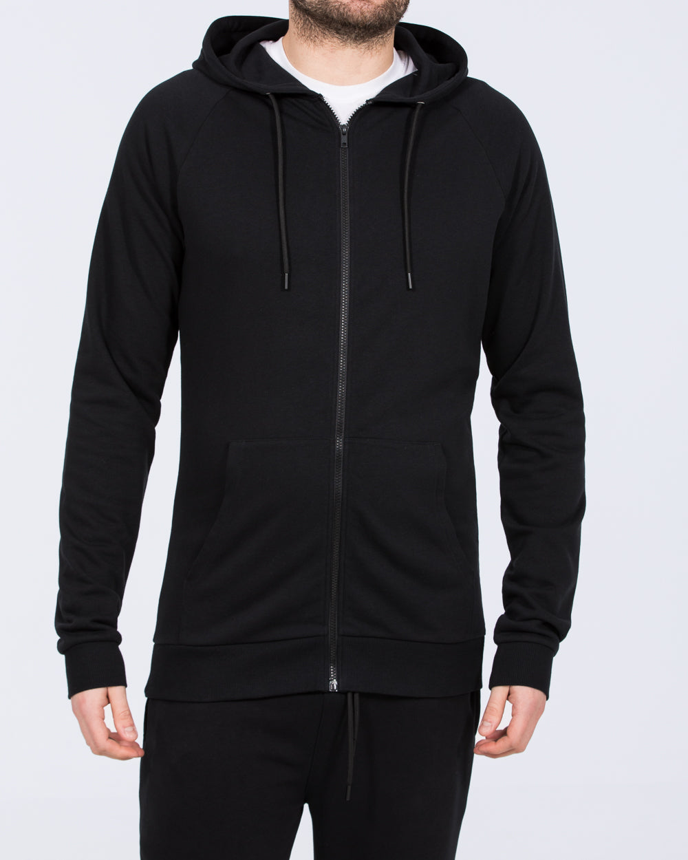 Essentalls Tall Mens Extra Long Zip Up Hoodie (black) | Tall Mens ...