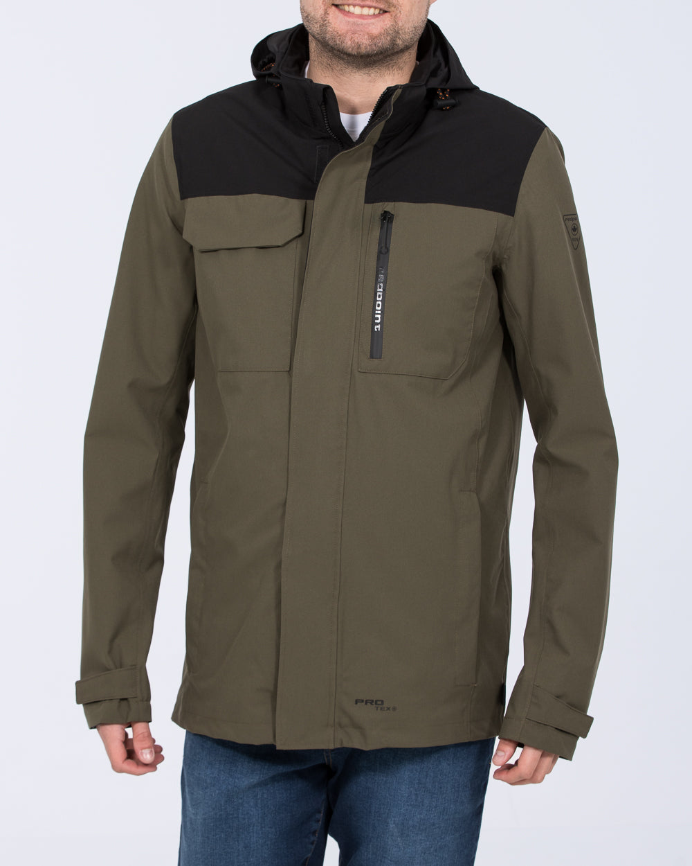 Redpoint Luke Tall Mens Extra Long Hooded Jacket (black/olive) | Tall ...