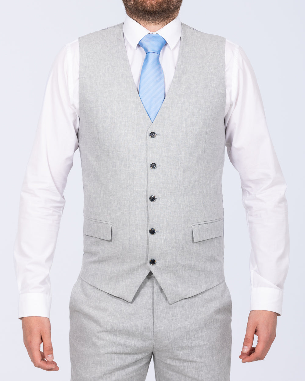 Skopes Tuscany Slim Fit Linen Blend Waistcoat (silver) | Tall Mens ...