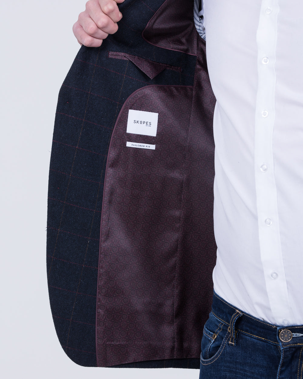 Skopes Slim Fit Extra Long Tall Aiken Mens Blazer (navy red check ...