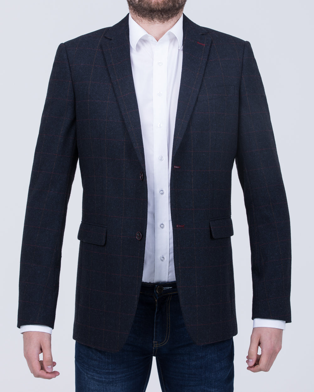 Skopes Slim Fit Extra Long Tall Aiken Mens Blazer (navy red check ...