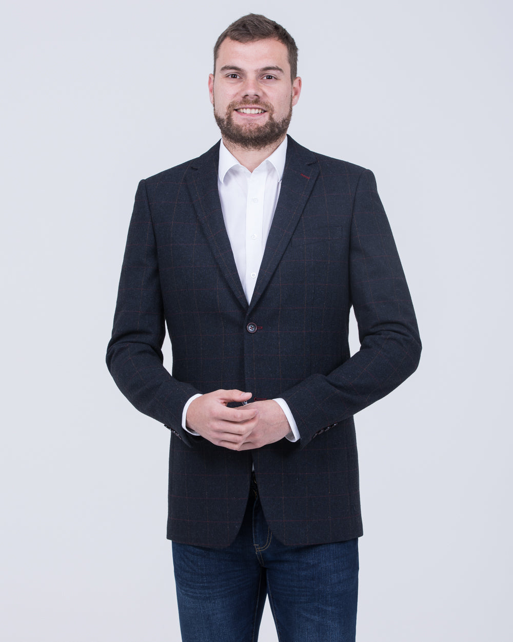 Skopes Slim Fit Extra Long Tall Aiken Mens Blazer (navy red check ...