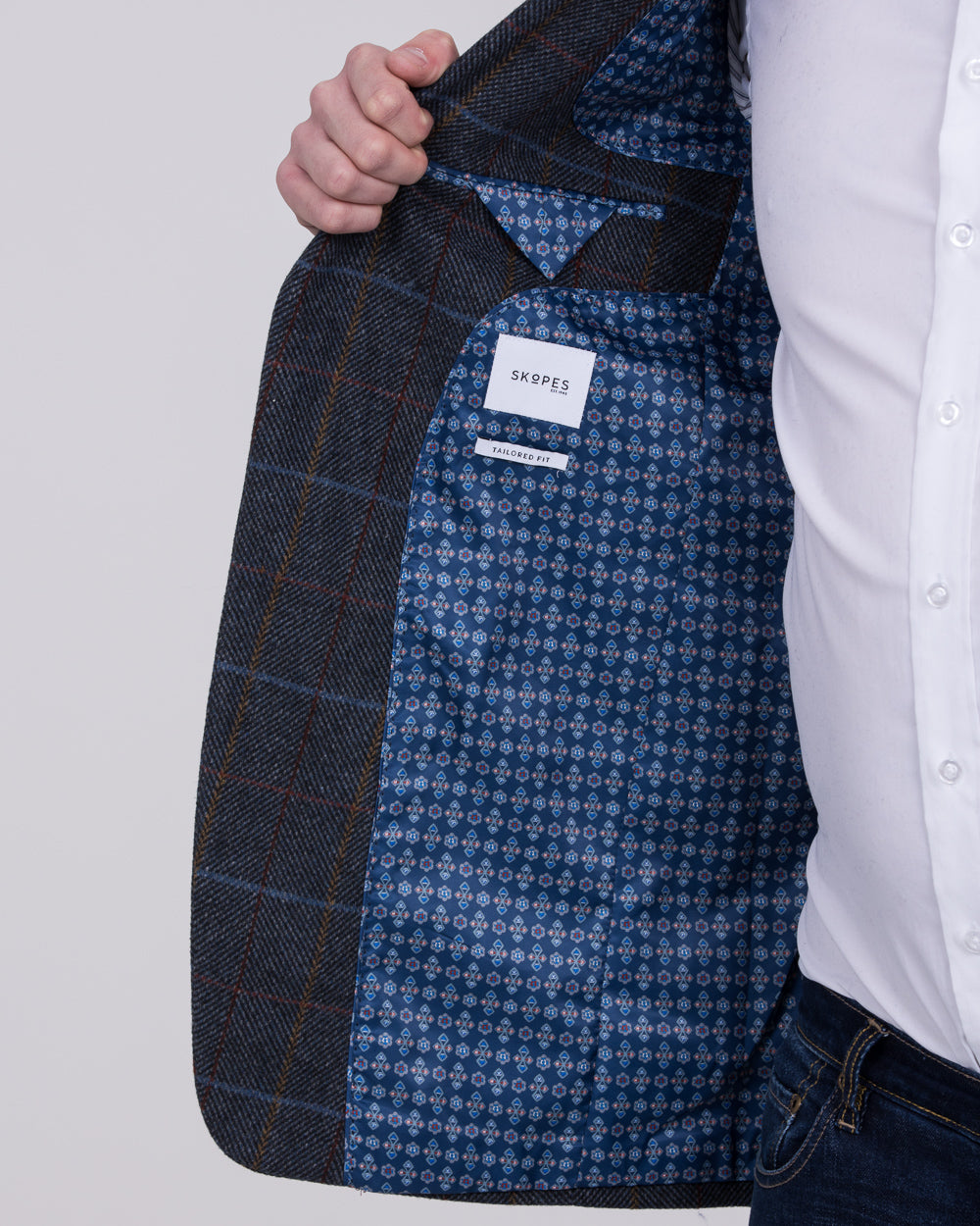 Skopes Doyle Skinny Fit Tall Suit Jacket (grey/blue) | Tall Mens ...