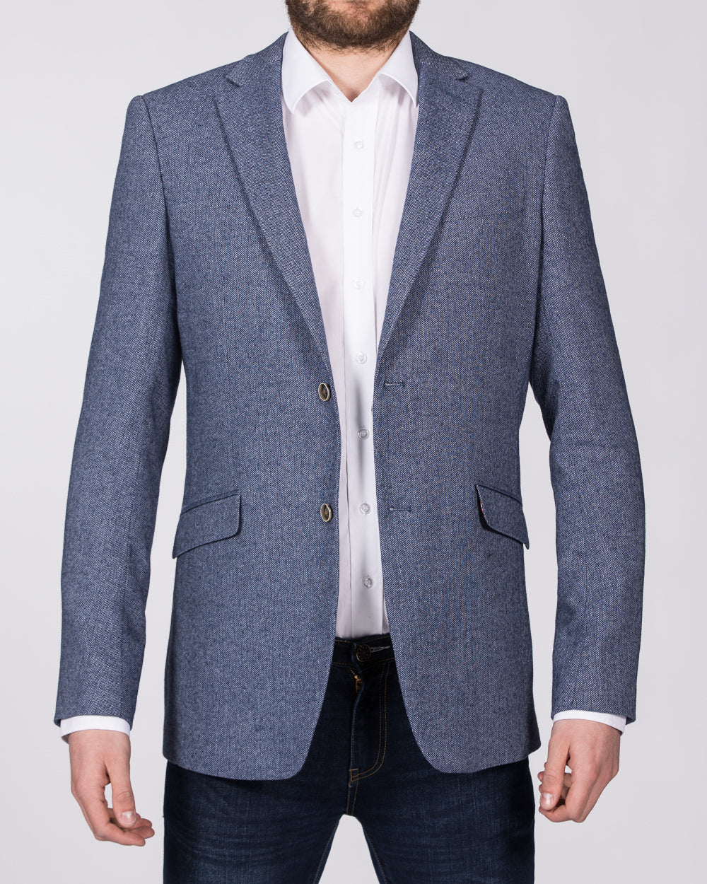 Skopes Slim Fit Extra Long Tall Jude Mens Blazer (blue herringbone ...