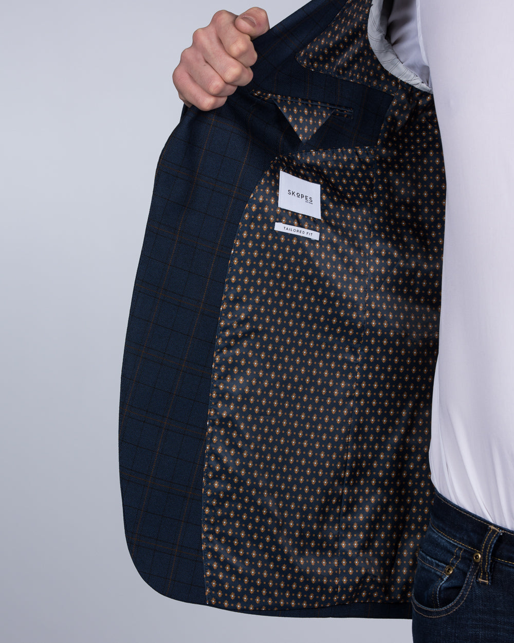 Skopes Slim Fit Extra Long Tall Mollina Mens Blazer (navy check) | Tall ...