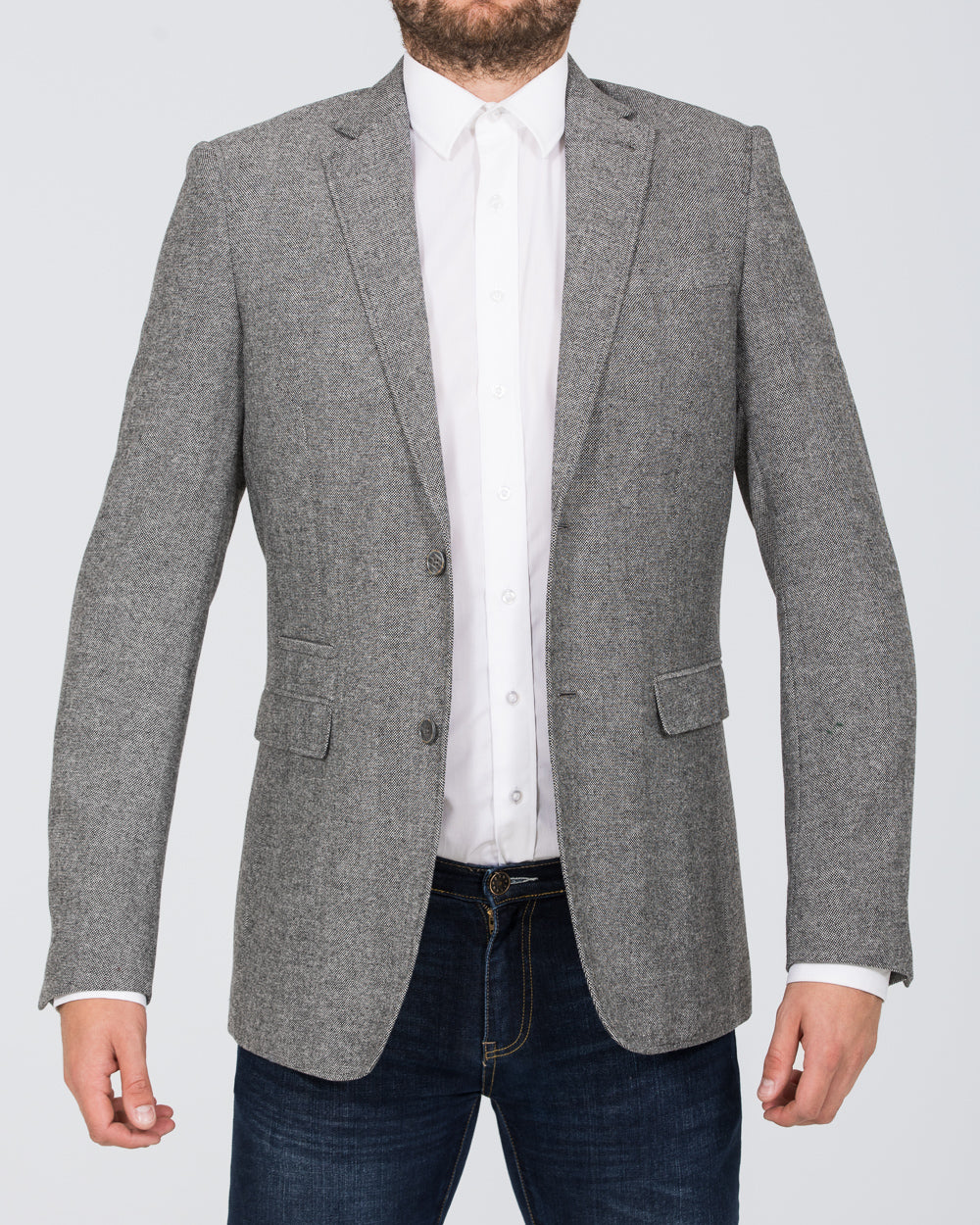 Skopes Extra Long Tall Ruthin Mens Tweed Blazer (silver) | Tall Mens ...