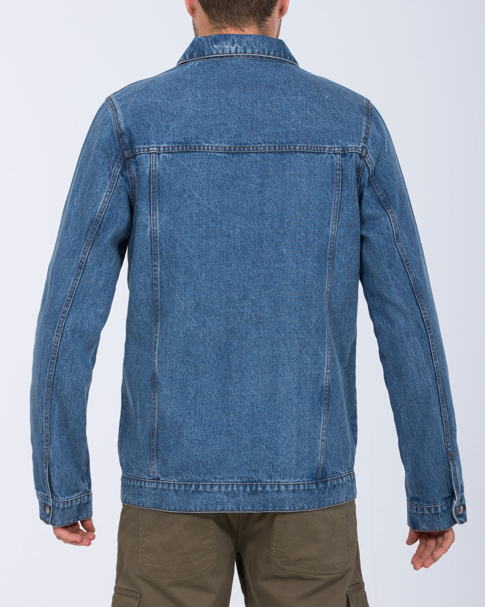 2t Tall Mens Extra Long Button Up Denim Jacket (mid wash) | Tall Mens ...