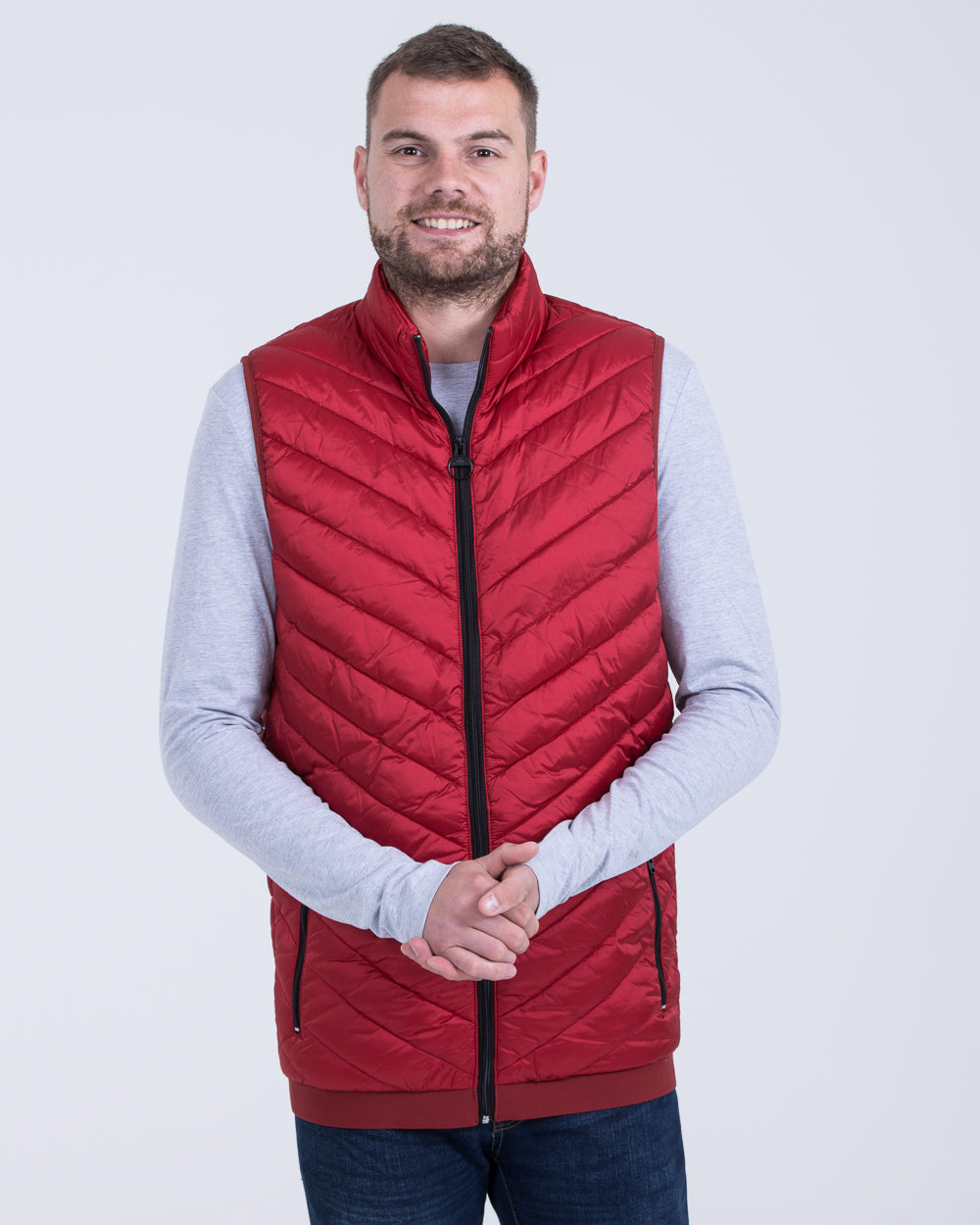Cabano Tall Quilted Extra Long Longer Gilet (red) | Tall Mens Clothing ...