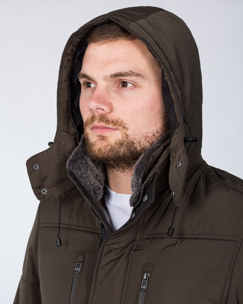 Cabano Extra Long Longer Mens Tall Hooded Jacket (olive) | Tall Mens ...