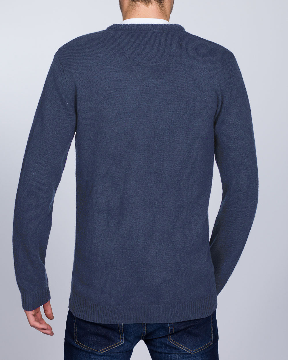 2t Tall Lambswool Crew Neck Jumper (blue) | Tall Mens Clothing | 2tall.com