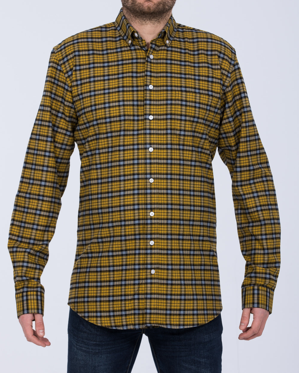 2t Regular Fit Long Sleeve Tall Mens Extra Long Shirt (yellow check ...