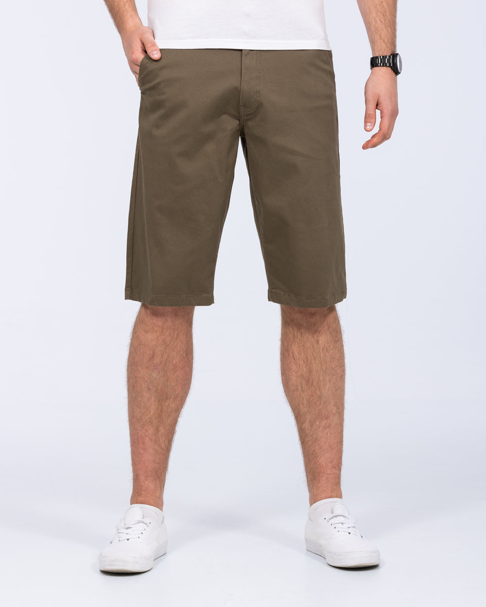 2t Grant Regular Fit Tall Mens Extra Long Chino Shorts (khaki) 13 / 15 ...