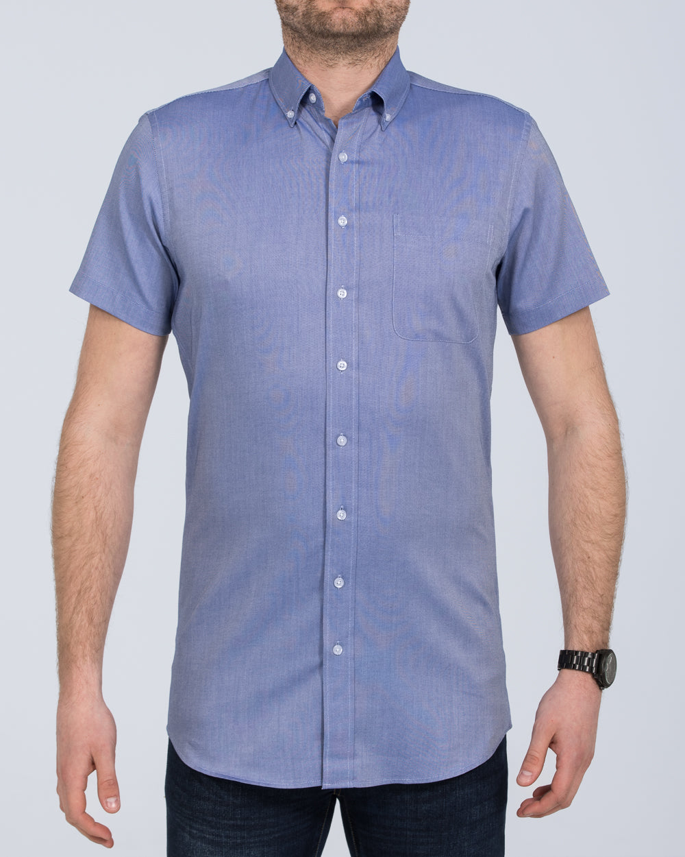 2t Slim Fit Short Sleeve Tall Mens Extra Long Shirt (mid blue) | Tall ...