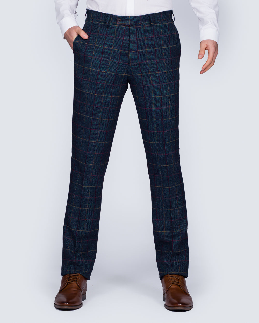 Skopes Doyle Slim Fit Tall Suit Trousers (aqua/wine check) | Tall Mens ...