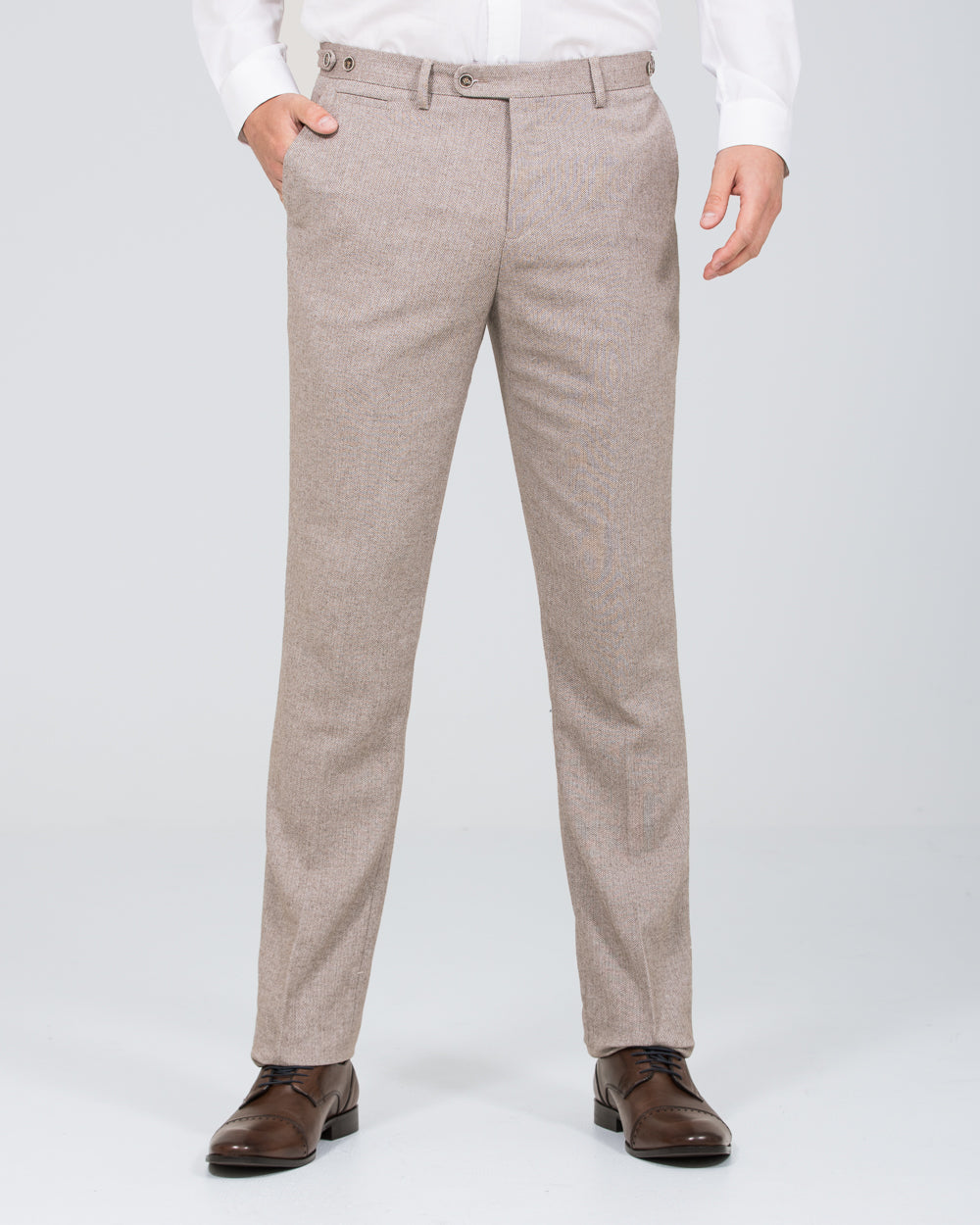 Skopes Jude Slim Fit Tall Trousers (stone herringbone) | Tall Mens ...