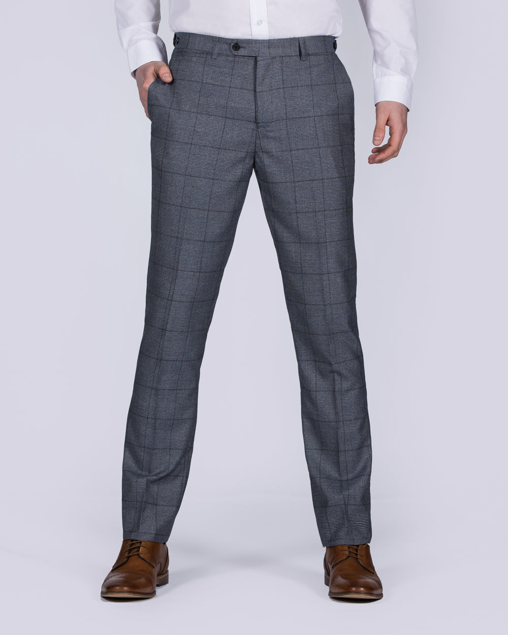 Skopes Reece Slim Fit Tall Suit Trousers (blue check) | Tall Mens ...